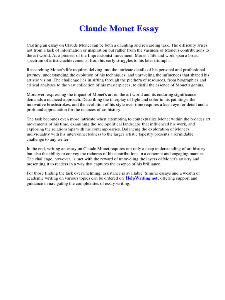 Claude Monet Essay | PDF
