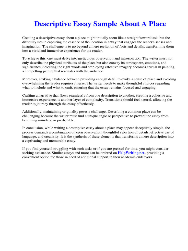 Descriptive Essay Sample About A Place | PDF | Traditional Chinese ...