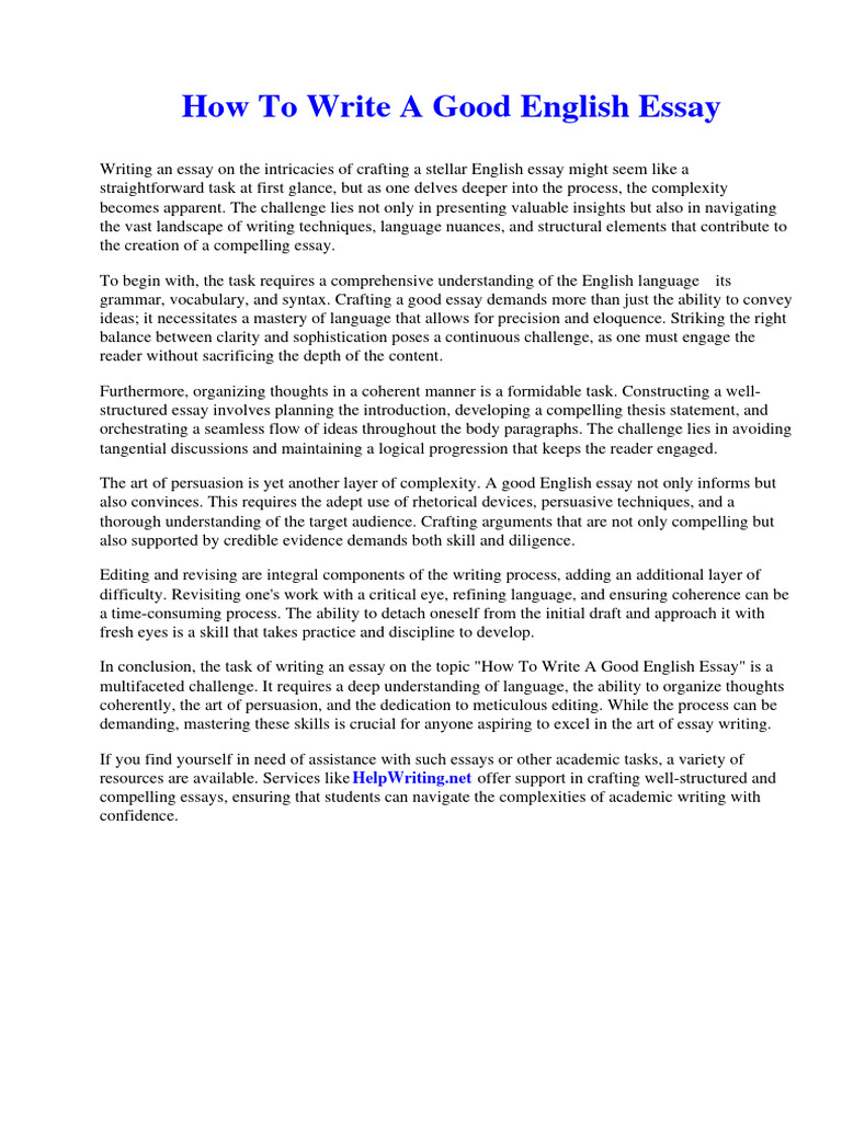 How To Write A Good English Essay | PDF