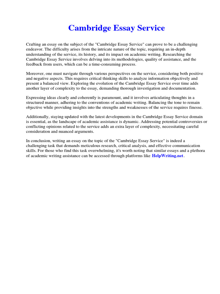 Cambridge Essay Service | PDF
