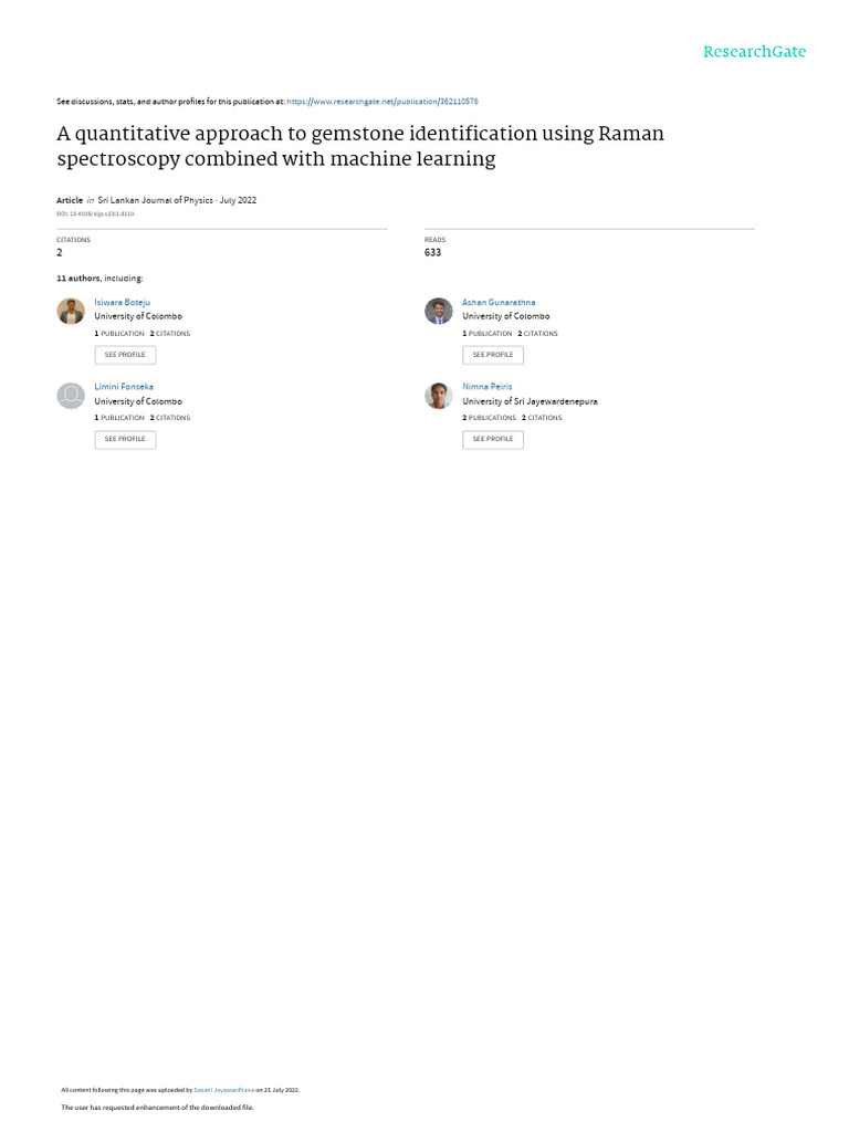 A Quantitative Approach To Gemstone Identification Using Raman ...