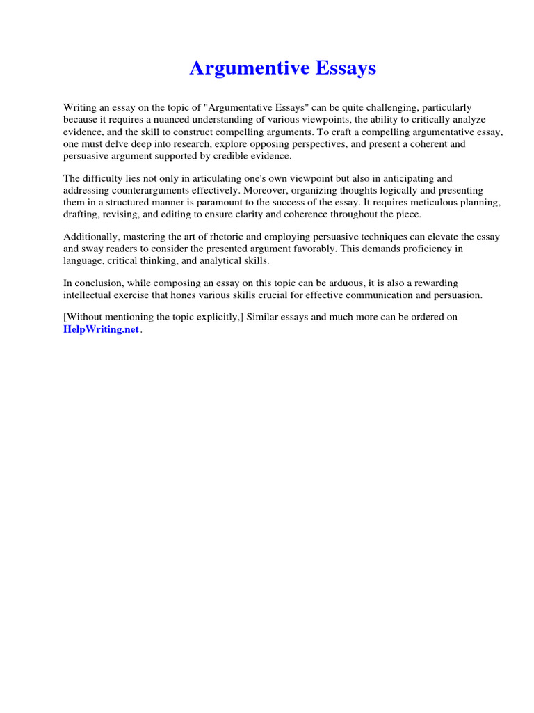 Argumentive Essays | PDF | Essays | Argument