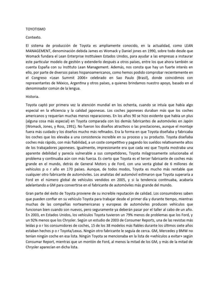 Las Claves Del Exito Toyota | Descargar gratis PDF | Lean Manufacturing ...