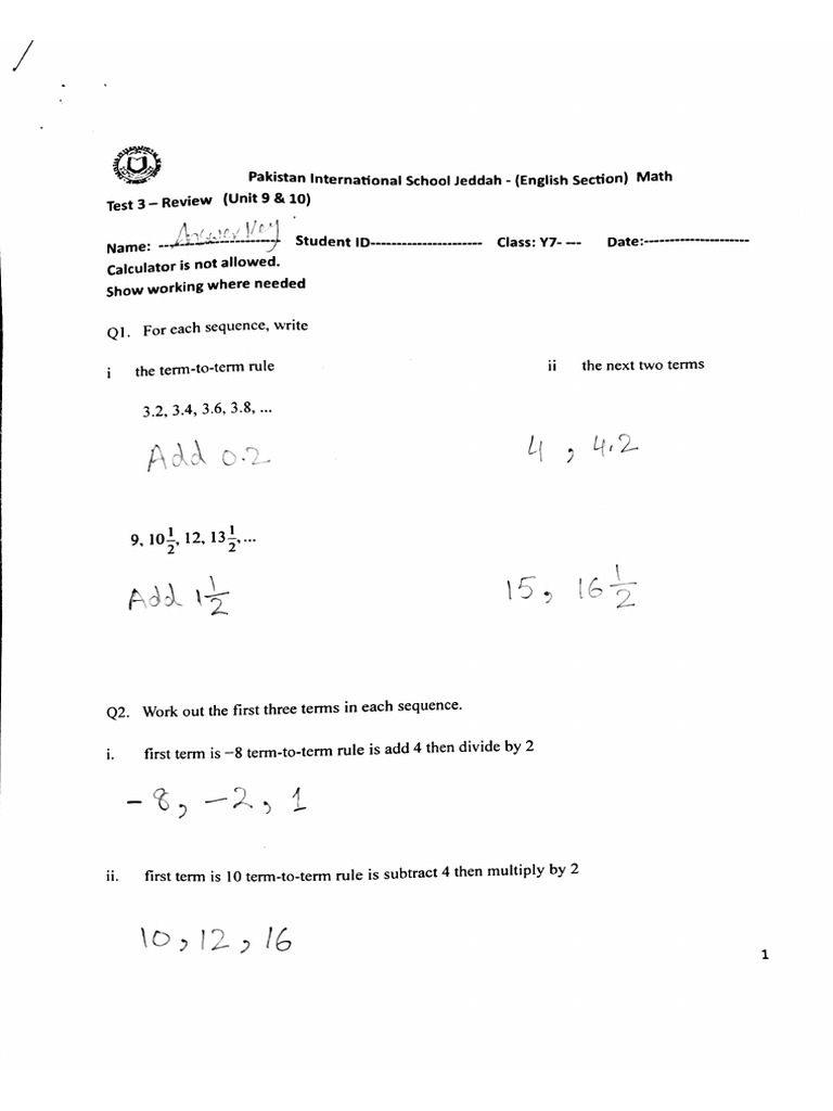 TEST 3 Review Answers Key | PDF