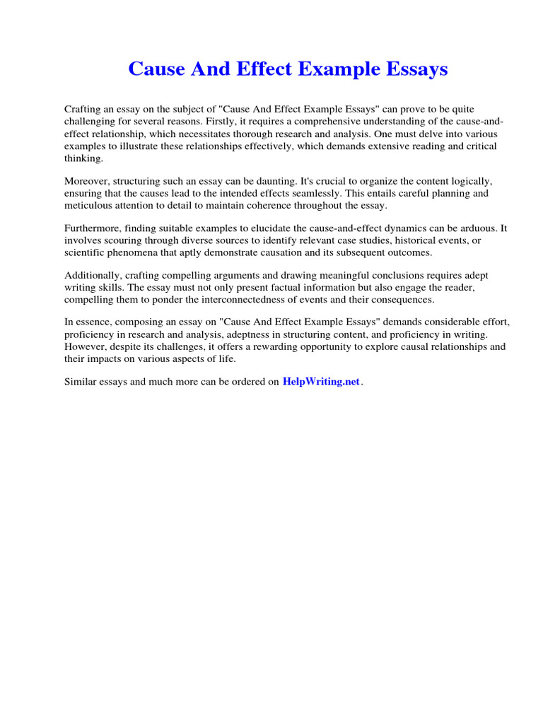 Cause and Effect Example Essays | PDF | Causality | Mahatma Gandhi