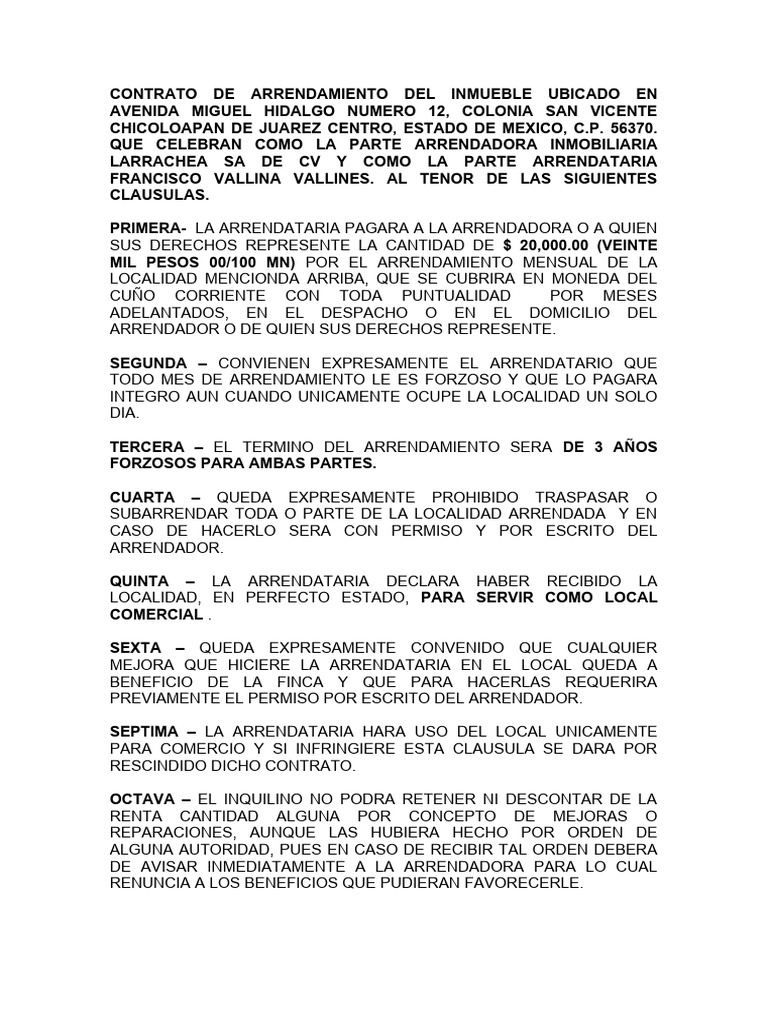 Contrato Machote | PDF