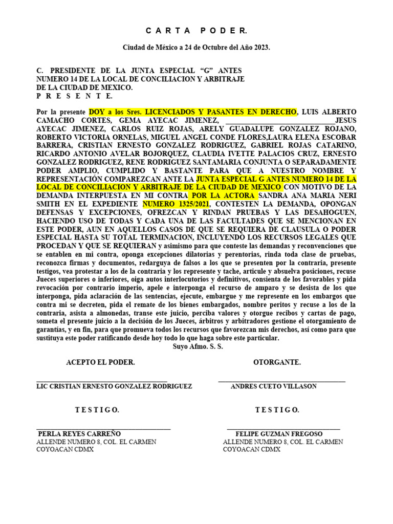 Cartas Poder Ciudad de Mexico | PDF