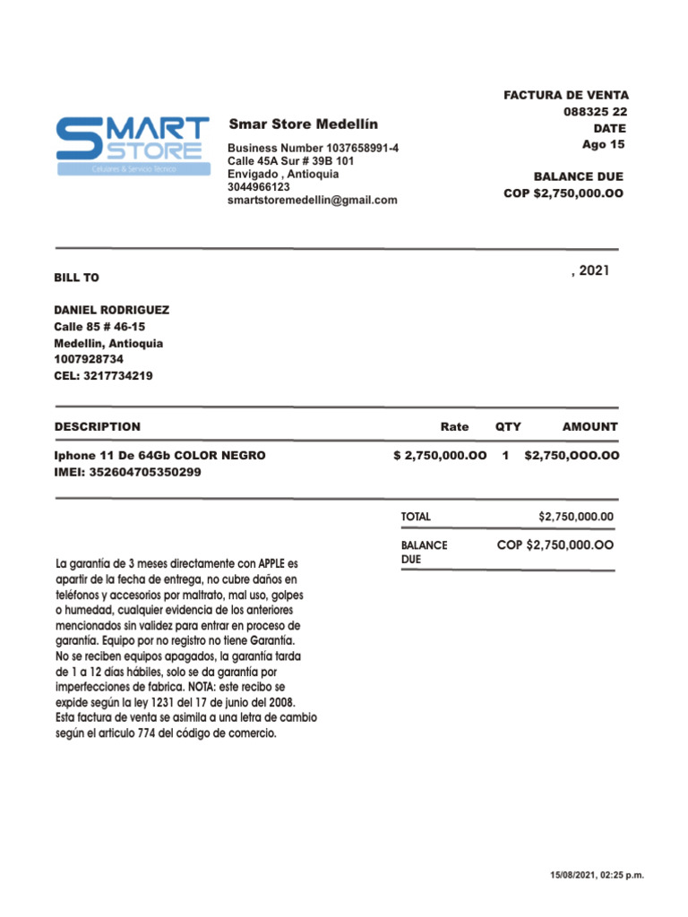 Factura Smart Daniel | PDF