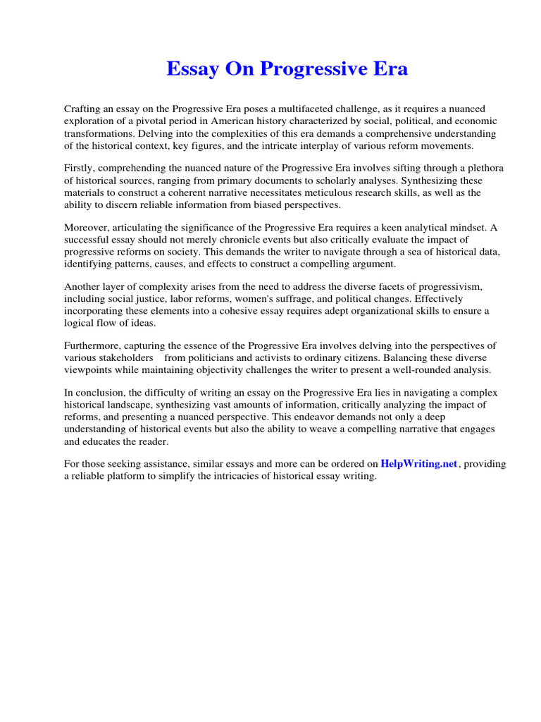 Essay On Progressive Era | PDF | Youth | Adolescence