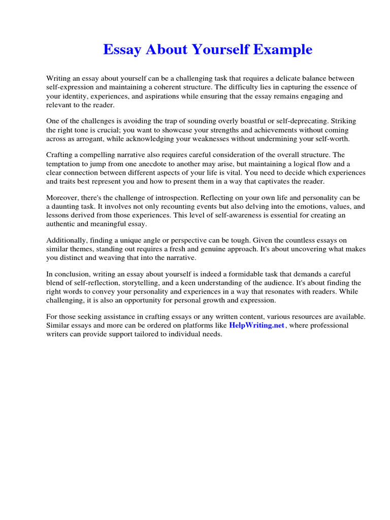 Essay About Yourself Example | PDF | Narrative | Economic Inequality