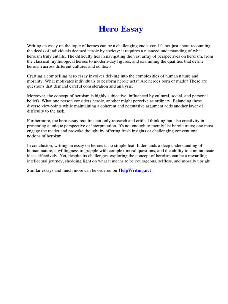 Hero Essay | PDF | Hero | Optimism