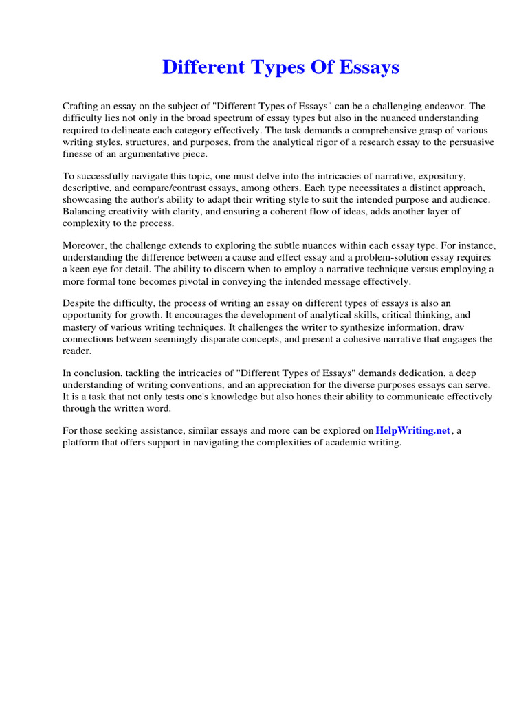 Different Types of Essays | PDF | Essays | Narrative