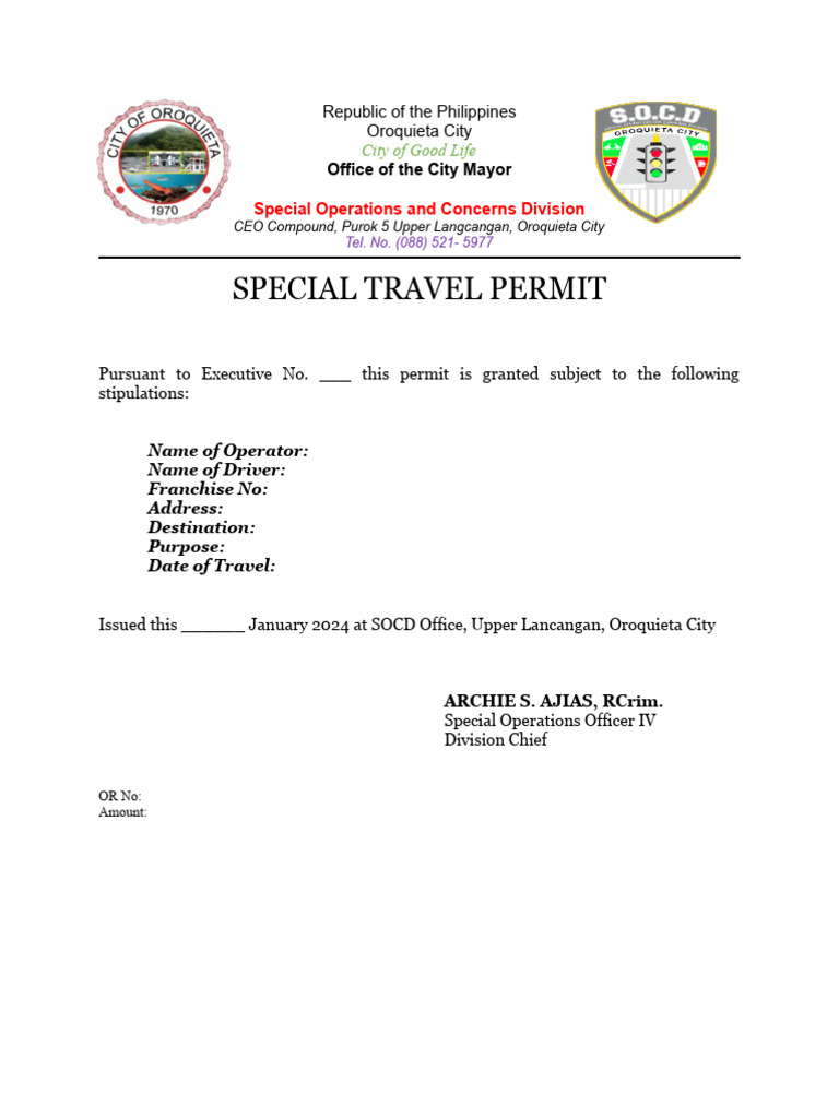 Travel Permit | PDF