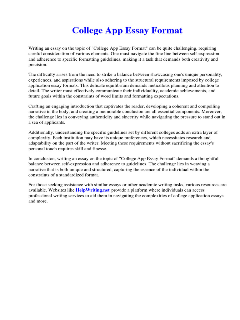 College App Essay Format | PDF