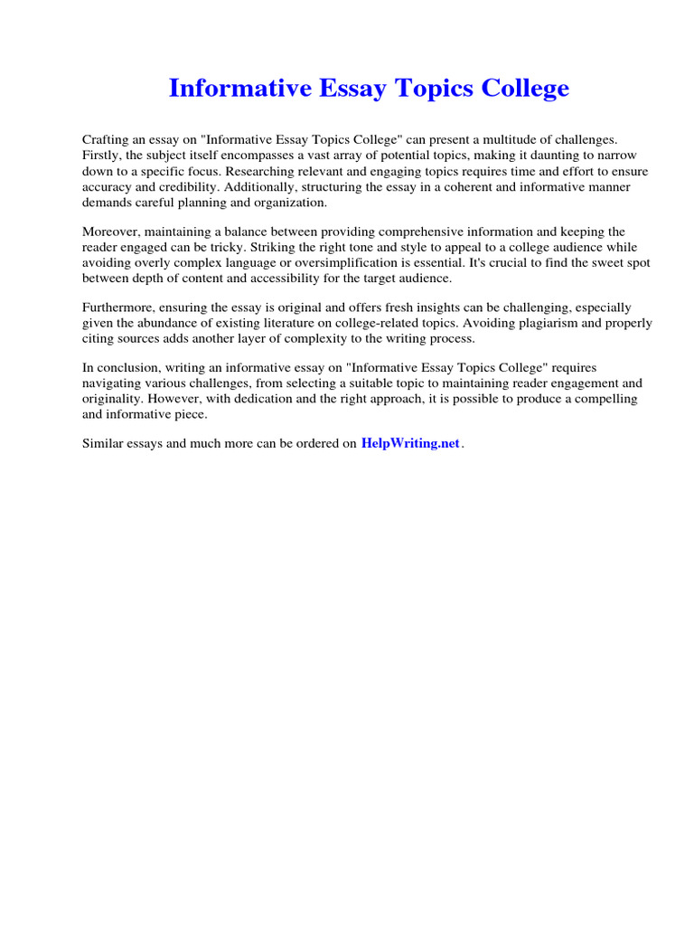Informative Essay Topics College | PDF | Essays | Knowledge