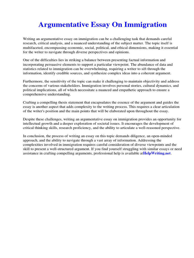 Immigration Essay Writing Guide | PDF