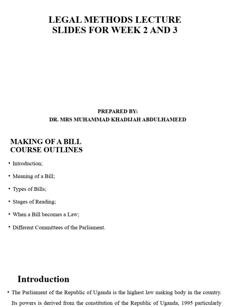 The Process of Making A Bill - Week 2 Slides | PDF | Bill (Law ...