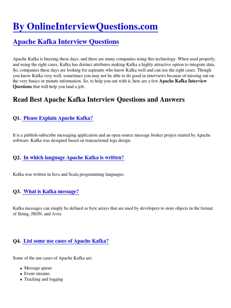 Apache Kafka Interview Questions | PDF | Information Technology | Software Design