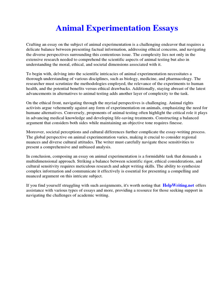Animal Experimentation Essays | PDF