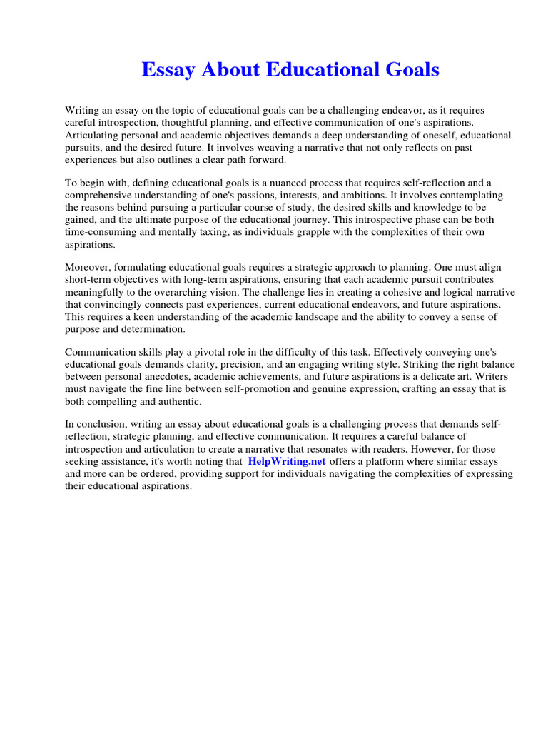 Essay About Educational Goals | PDF | Goal