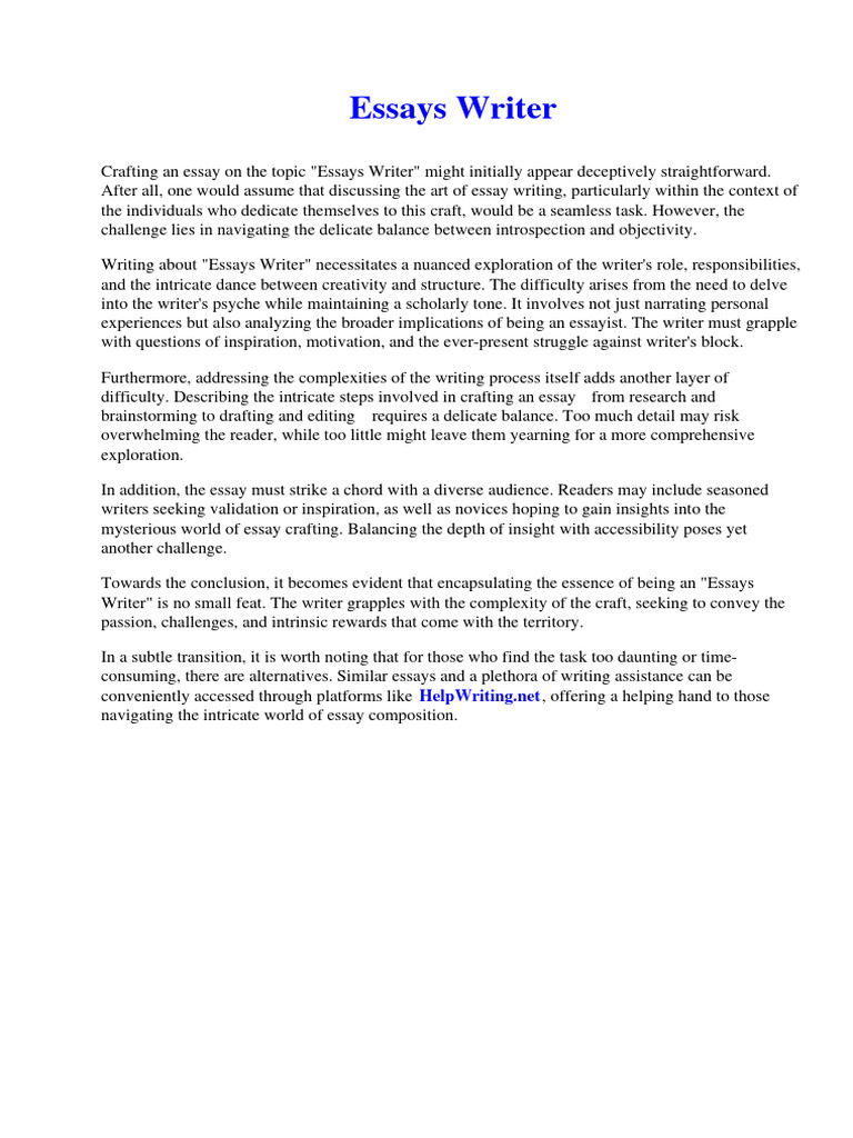 Essays Writer | PDF | Essays | Data