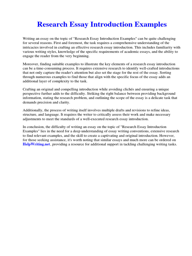 Research Essay Introduction Examples | PDF | Essays | Joint Venture