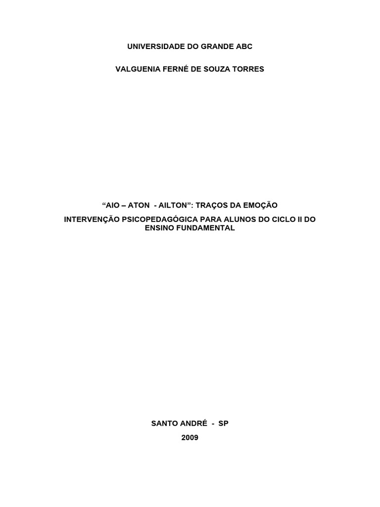 "Aio - Aton - Ailton" Traços Da Emoção Uniabc | PDF | Aprendizado ...