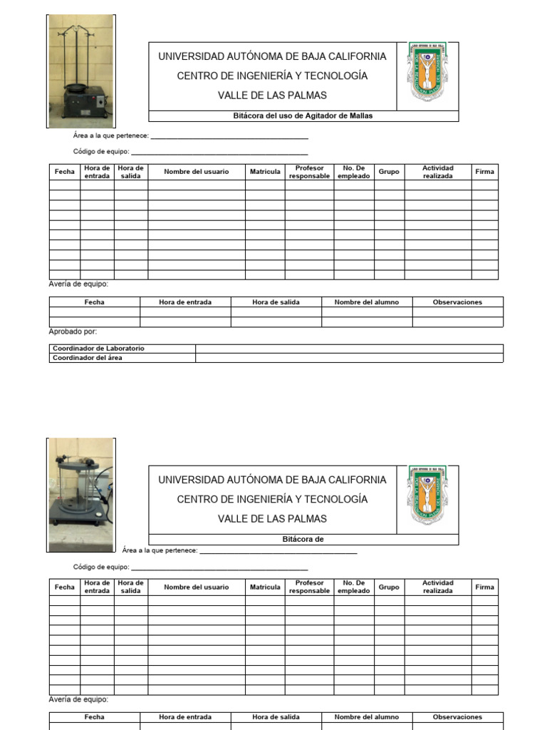 Bitácora de Equipos de Laboratorio UABC | PDF