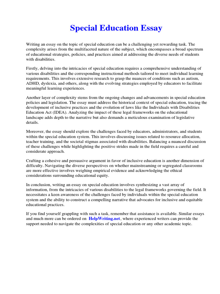 Special Education Essay | PDF | Herpes Simplex | Special Education