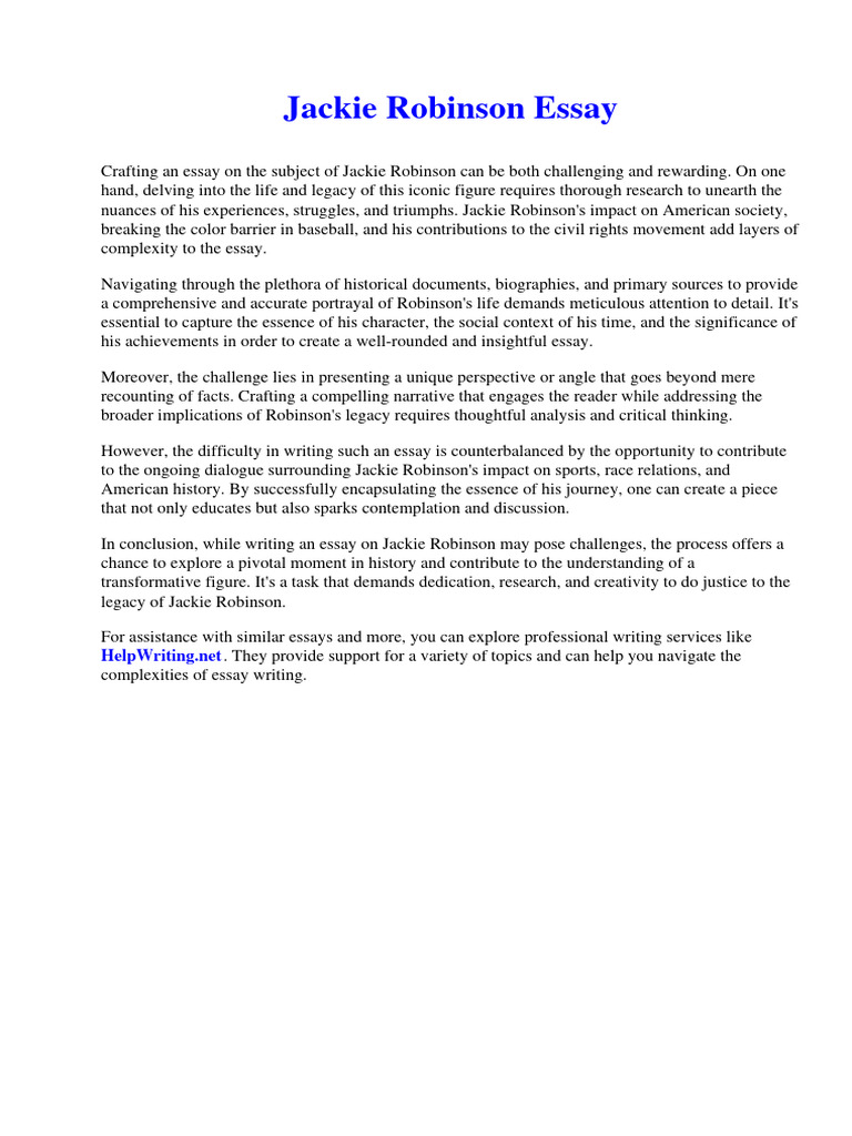 Jackie Robinson Essay | PDF
