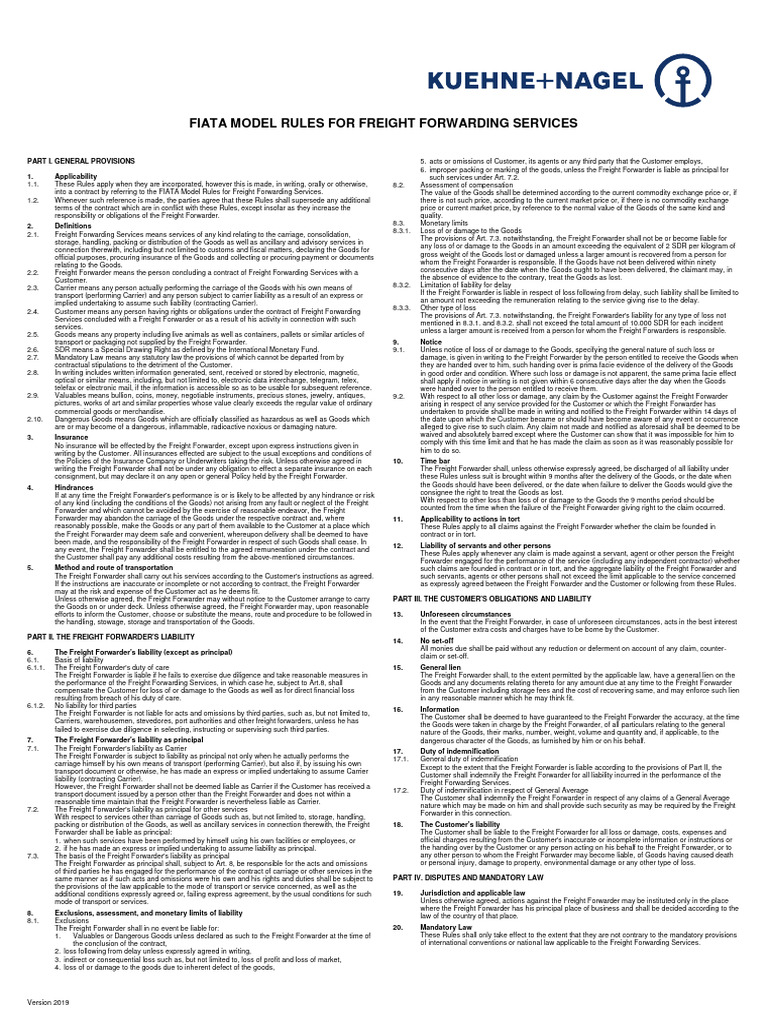 Services Air Freight Conditions Fiata Rules | PDF | Legal Liability ...