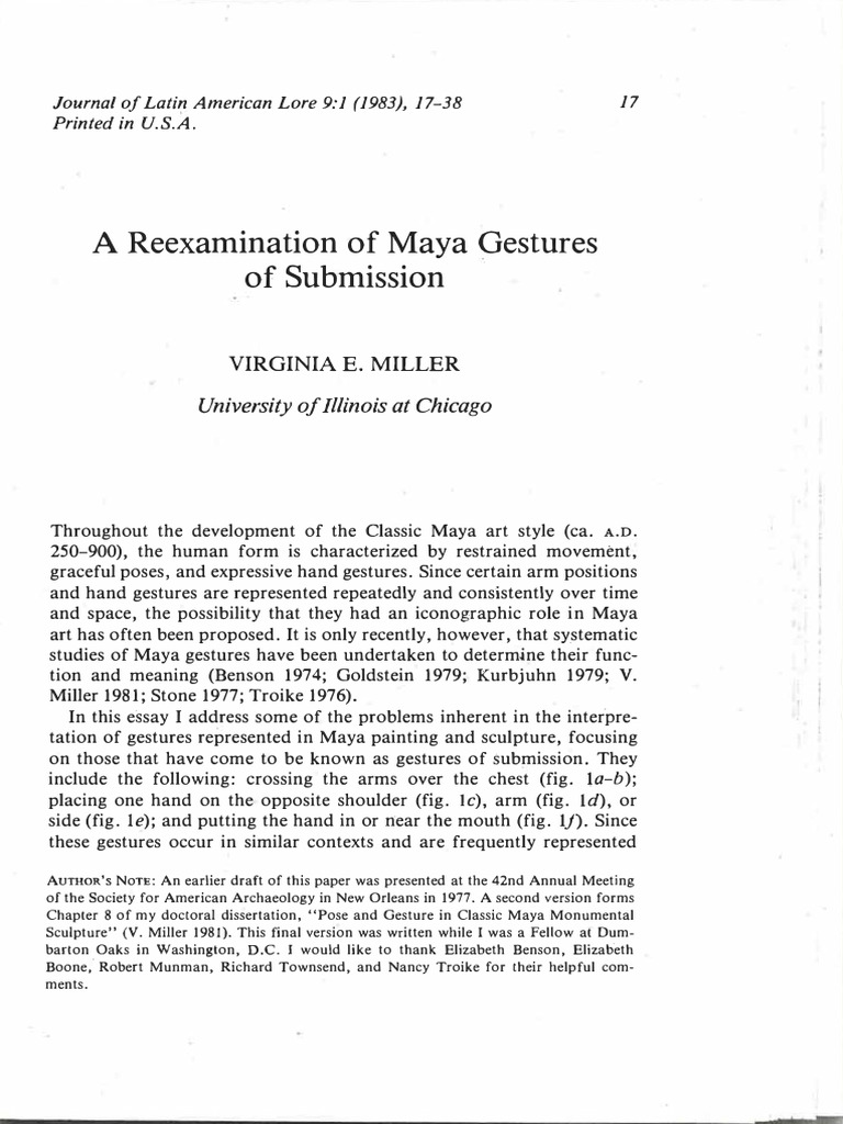 A Reexamination of The Maya Gesture of Submission | PDF | Maya Civilization | Mesoamerica