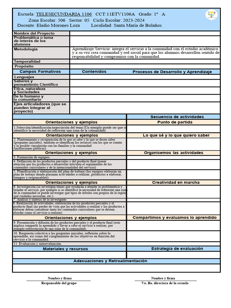 Formato de Planeacion Aprendizaje Servicio AS | PDF | Sevicio de aprendizaje | Evaluación