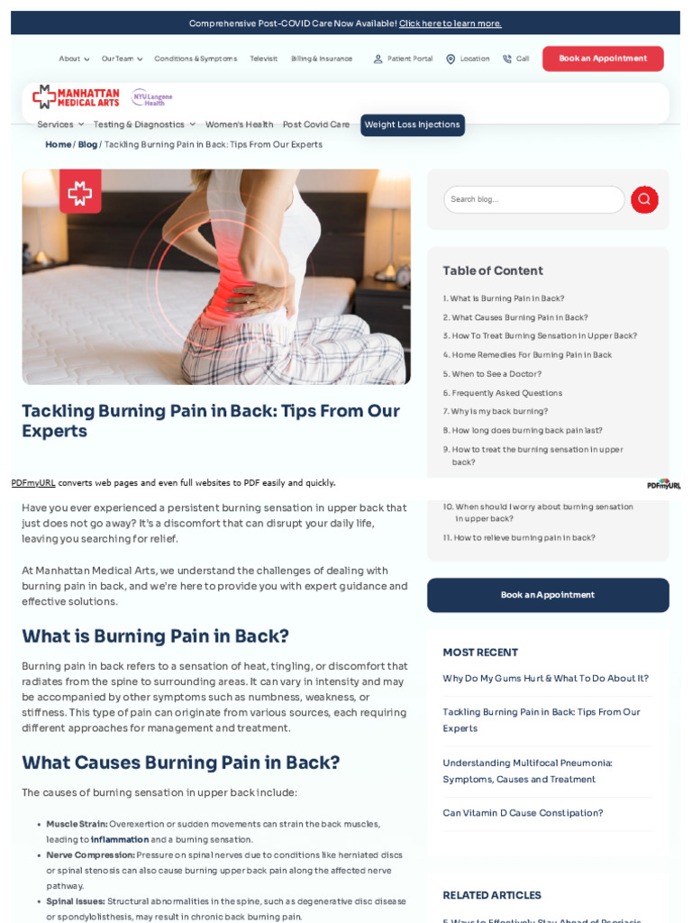 Tackling Burning Pain in Back | PDF | Back Pain | Pain