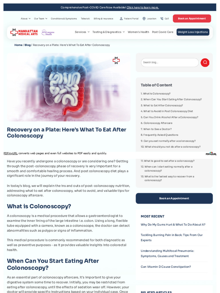 What to Eat After Colonoscopy | PDF | Colonoscopy | Medicine