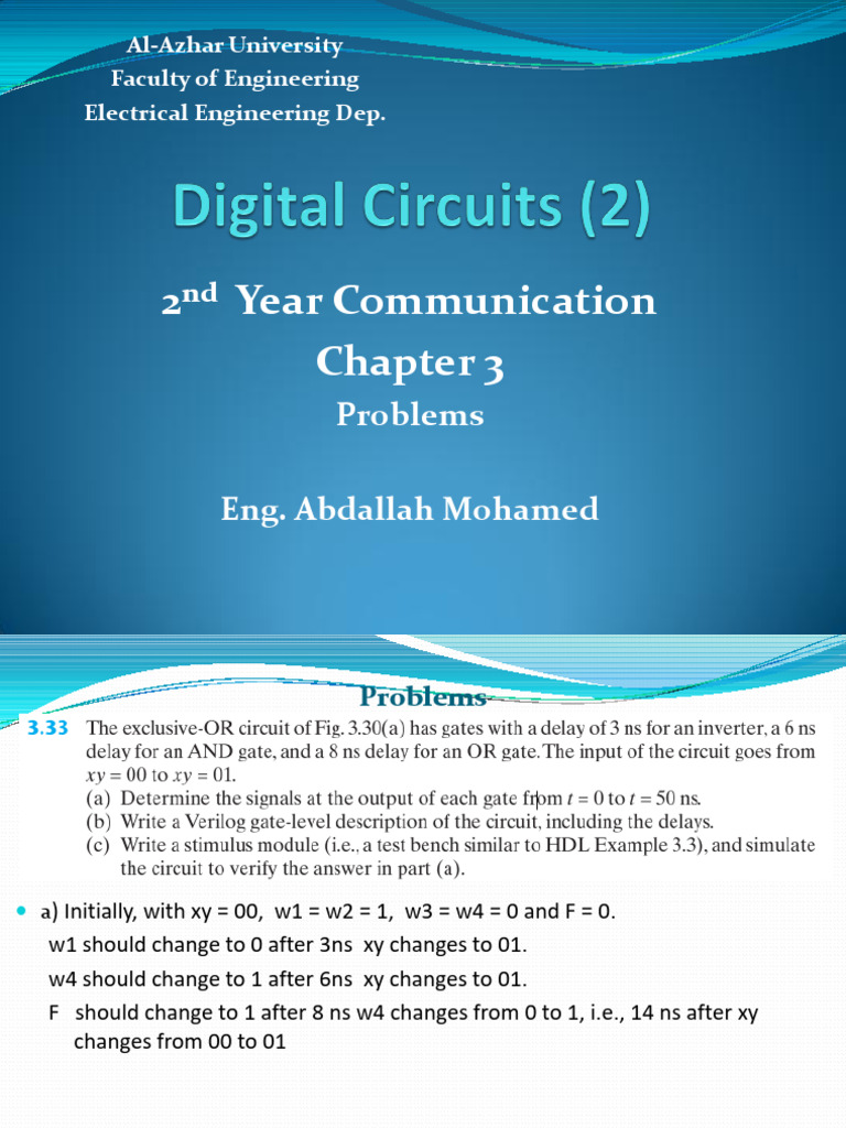 Digital Circuits (2) - CH - 3 - Problems Solution | PDF | Electricity | Electronic Engineering