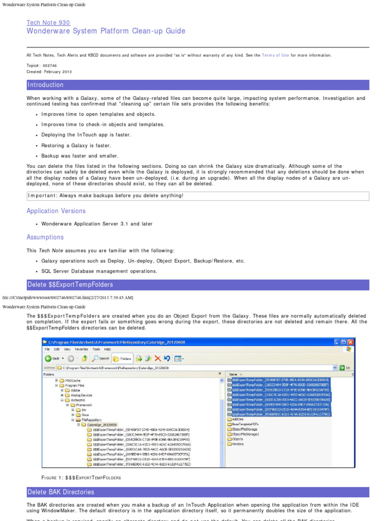 Wonderware System Platform Cleanup Guide | PDF | Computer File | Backup