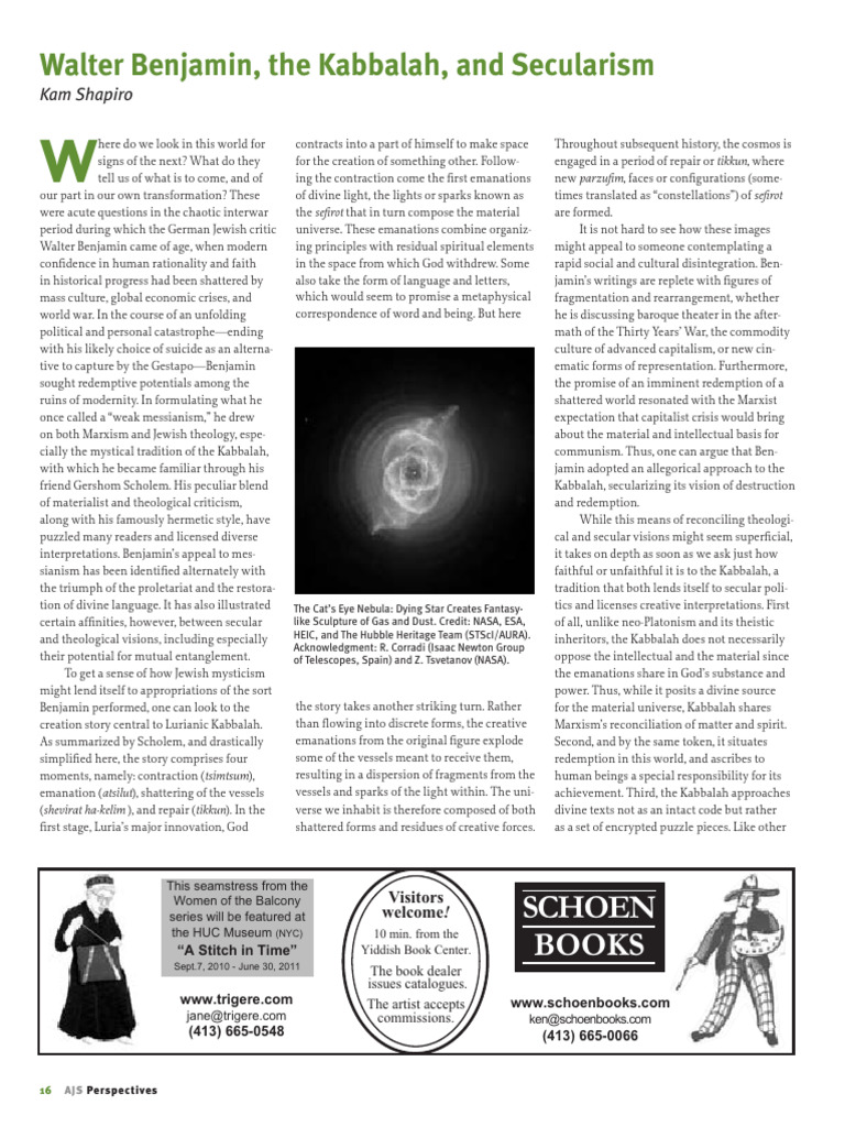 Walter Benjamin The Kabbalah and Secular | PDF | Kabbalah | Jewish Theology