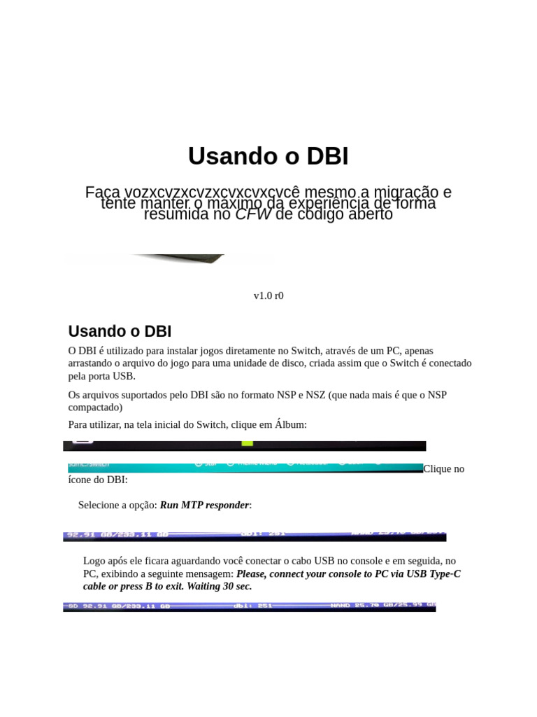 Instalação de Jogos no Switch via DBI | PDF