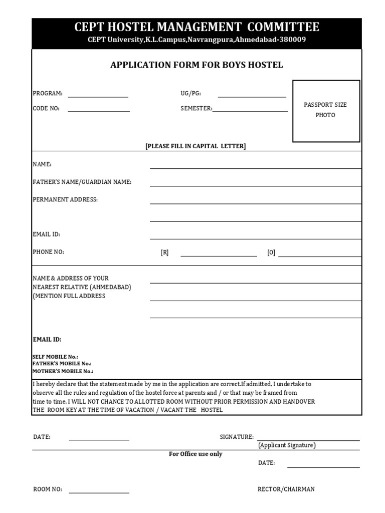 Boys Hostel - Form and Rules-22-23 | PDF