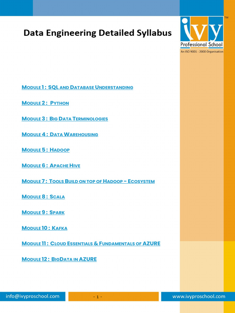 Updated Data Engineering Syllabus 1 | PDF | Apache Spark | Microsoft Azure