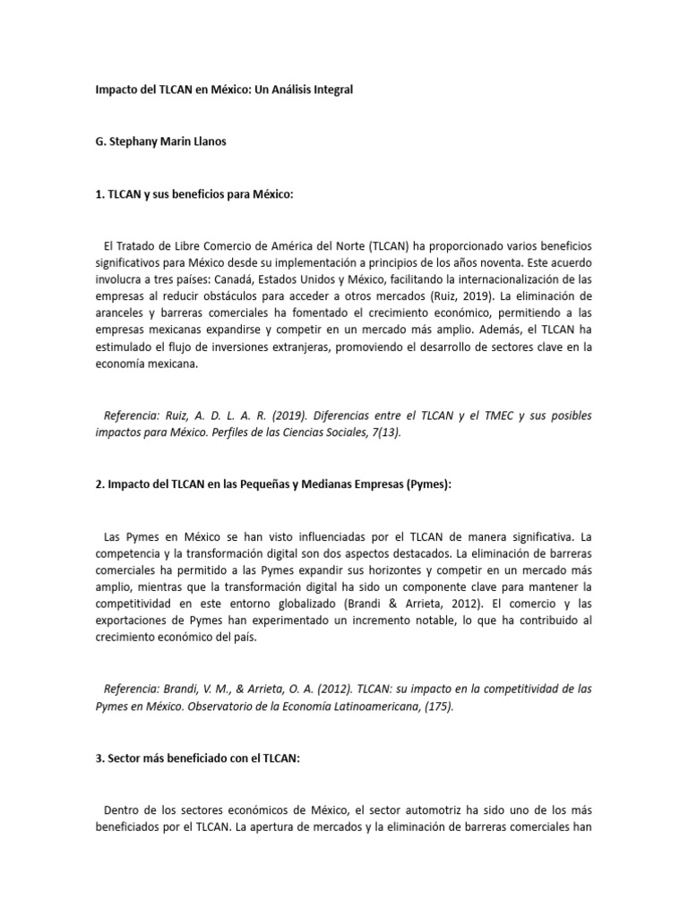 Impacto Del TLCAN en México | PDF | Tratado de Libre Comercio Norteamericano | México
