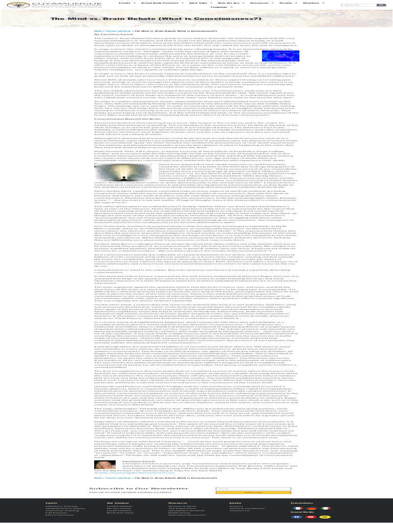 Cuyamungueinstitute Com Articles and News The Mind Vs Brain Debate What Is Consciousness | PDF ...