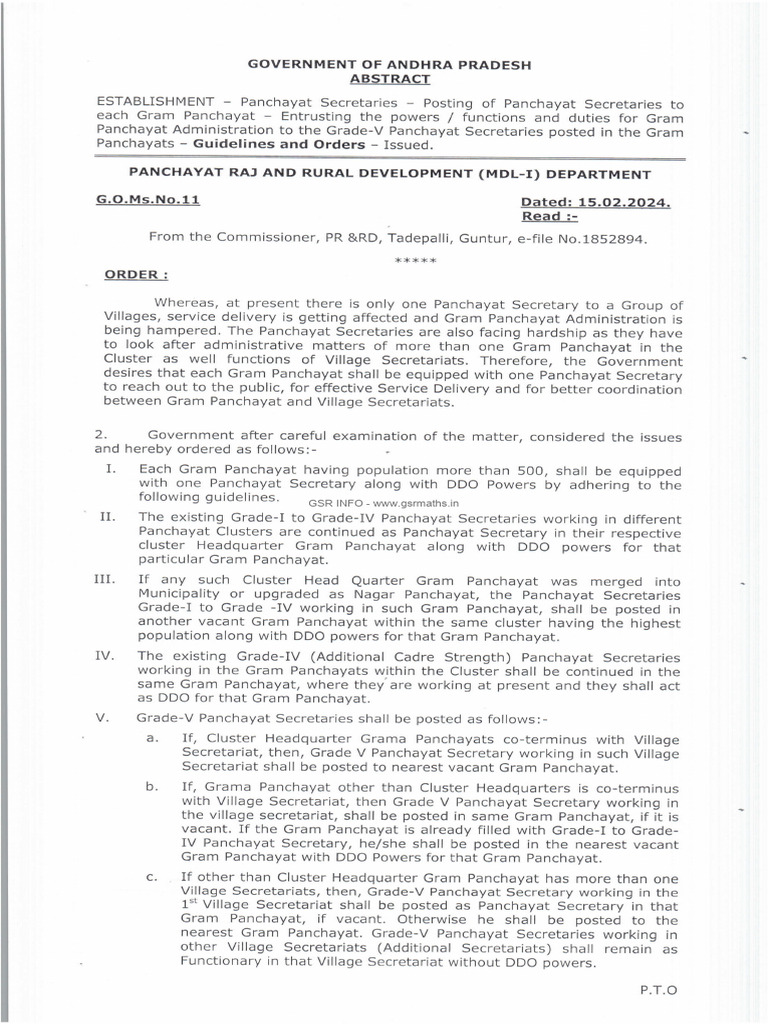 G.O.Ms - No.11 Dated 15.02.2024 DDO Powers | PDF