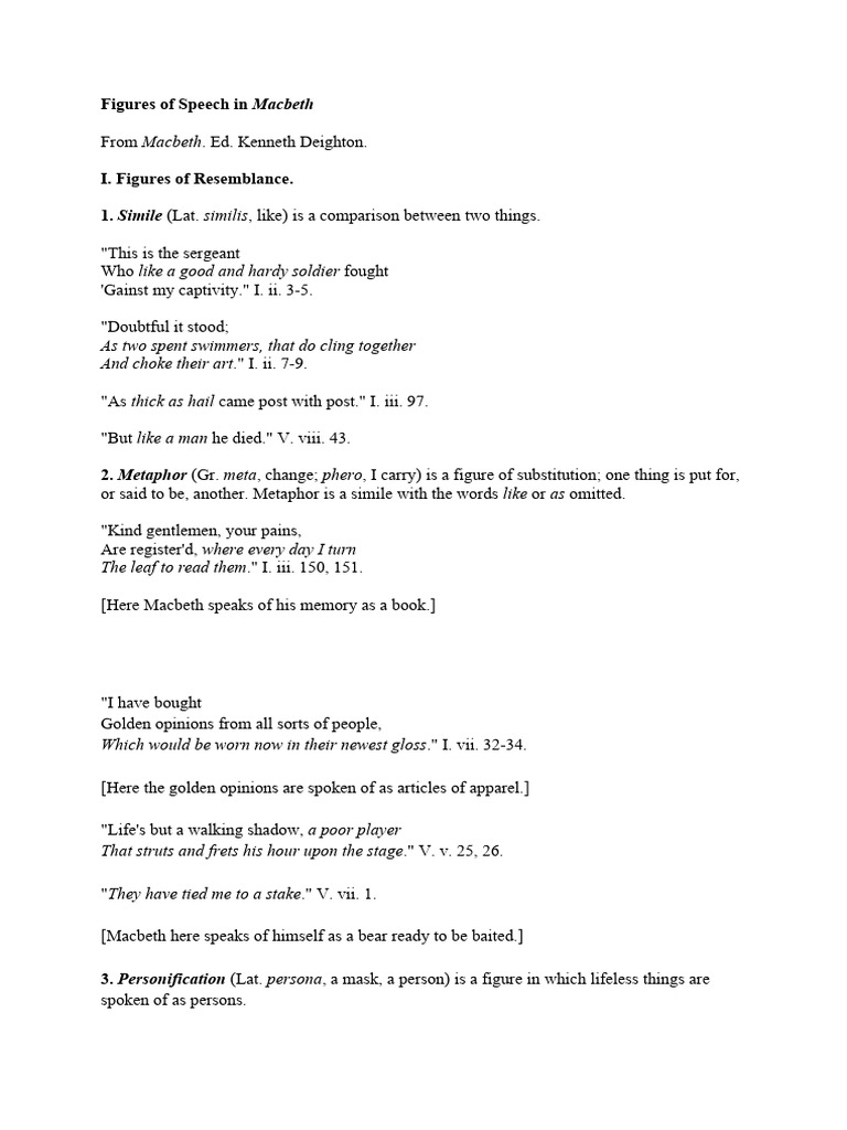 Figures of Speech in Macbeth | PDF