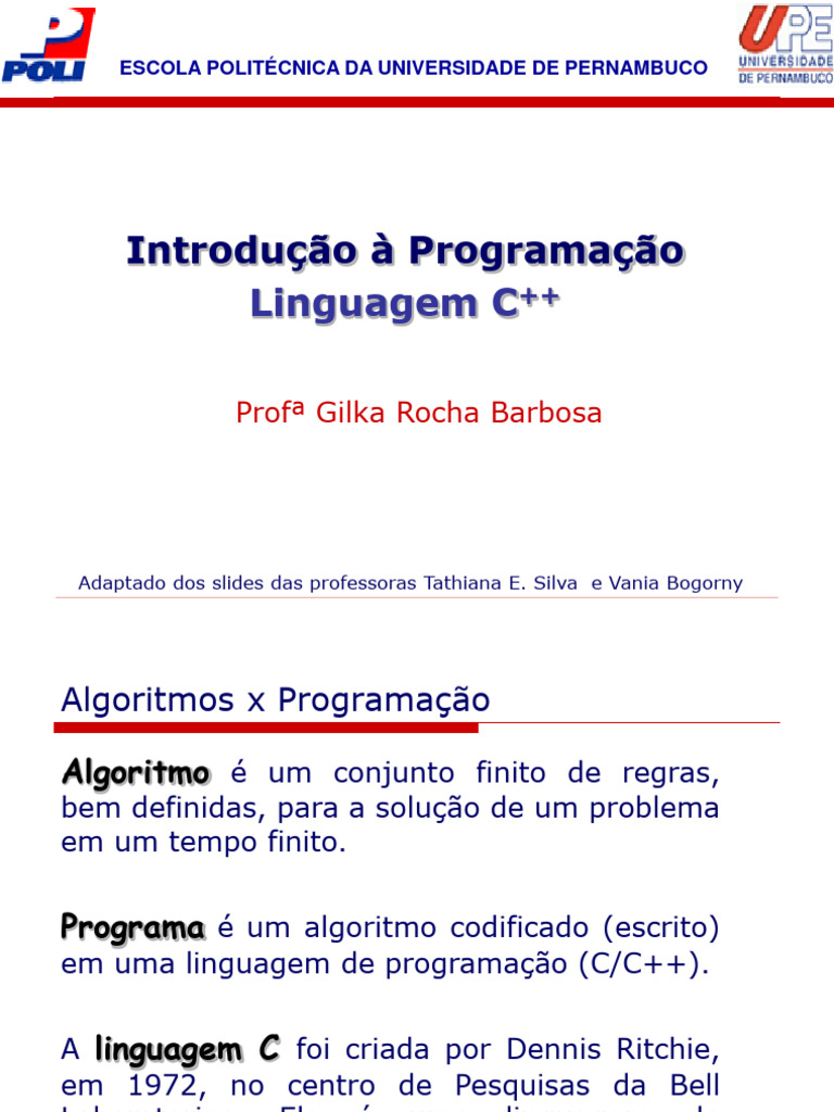 Introdução À Linguagem C++ | PDF | C (linguagem de programação) | C