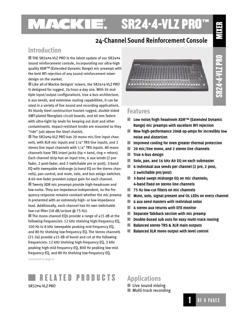 1641 24x4VLZProTechSpecs | PDF | Equalization (Audio) | Electronics