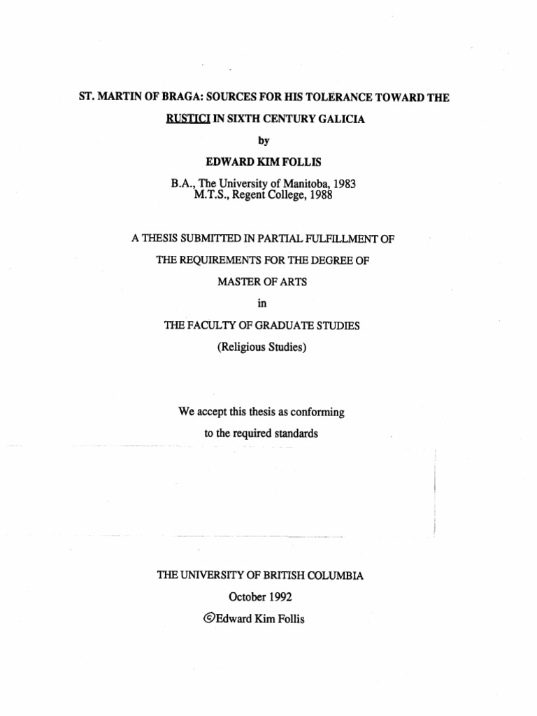Edward K. Follis - St. Martin of Braga: Sources For His Tolerance Toward The Rustici in Sixth ...