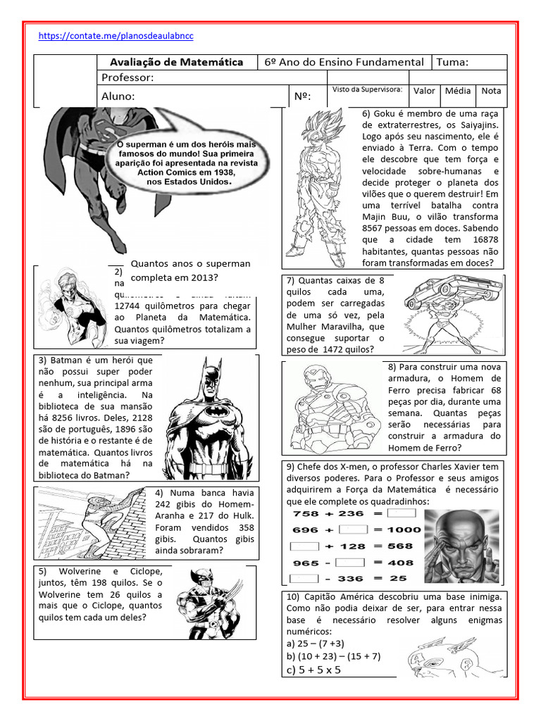 Avaliação Matematica Amostra | PDF