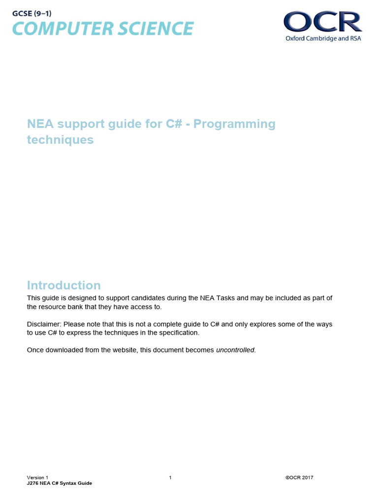 Programming Techniques C Teacher Guide | PDF | C Sharp (Programming Language) | Control Flow